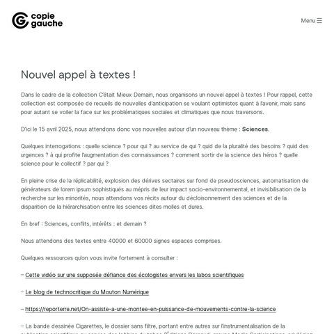 Science-fiction - concours et appels à textes | Textes à la pelle